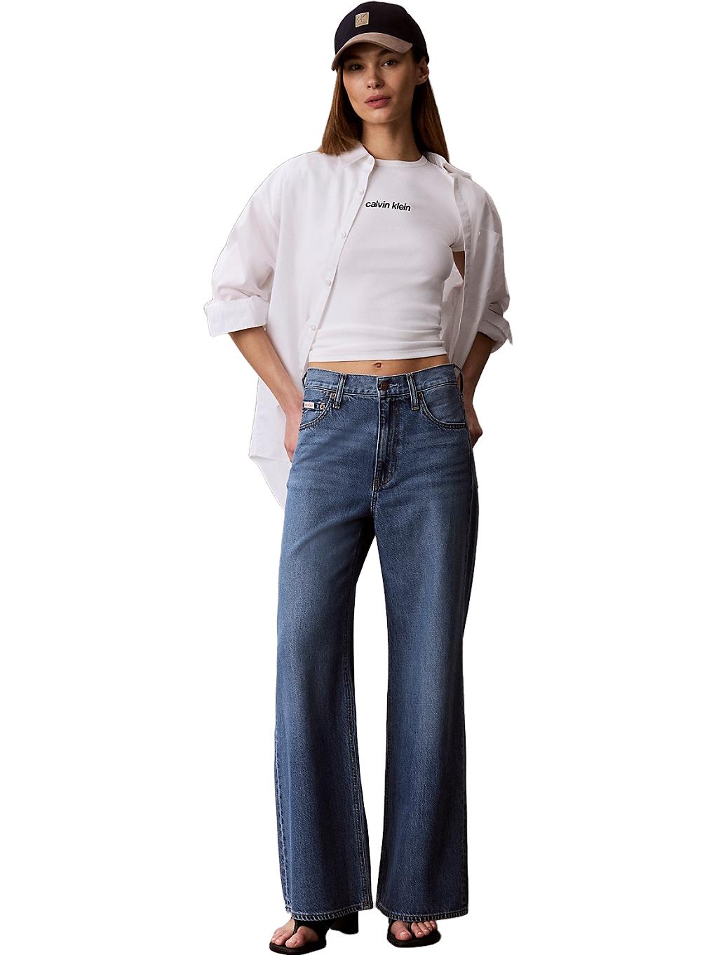 CALVIN KLEIN Calvin Klein Jeans Contour Rib Cropped T-Shirt with Embroidered Logo